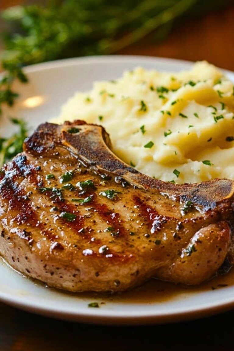 Buttery Garlic Pork Chops with Smooth Mashed Potatoes