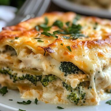 Broccoli Cheddar Chicken Lasagna