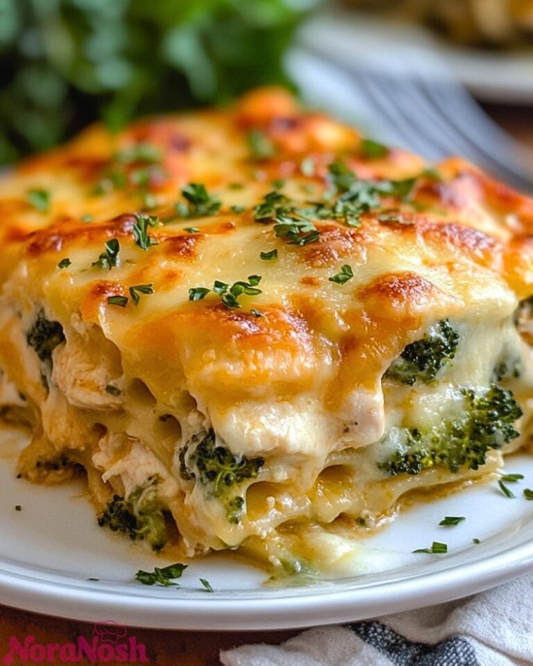 Broccoli Cheddar Chicken Lasagna