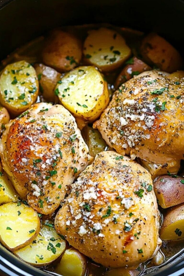 Slow Cooker Garlic Parmesan Chicken and Potatoes