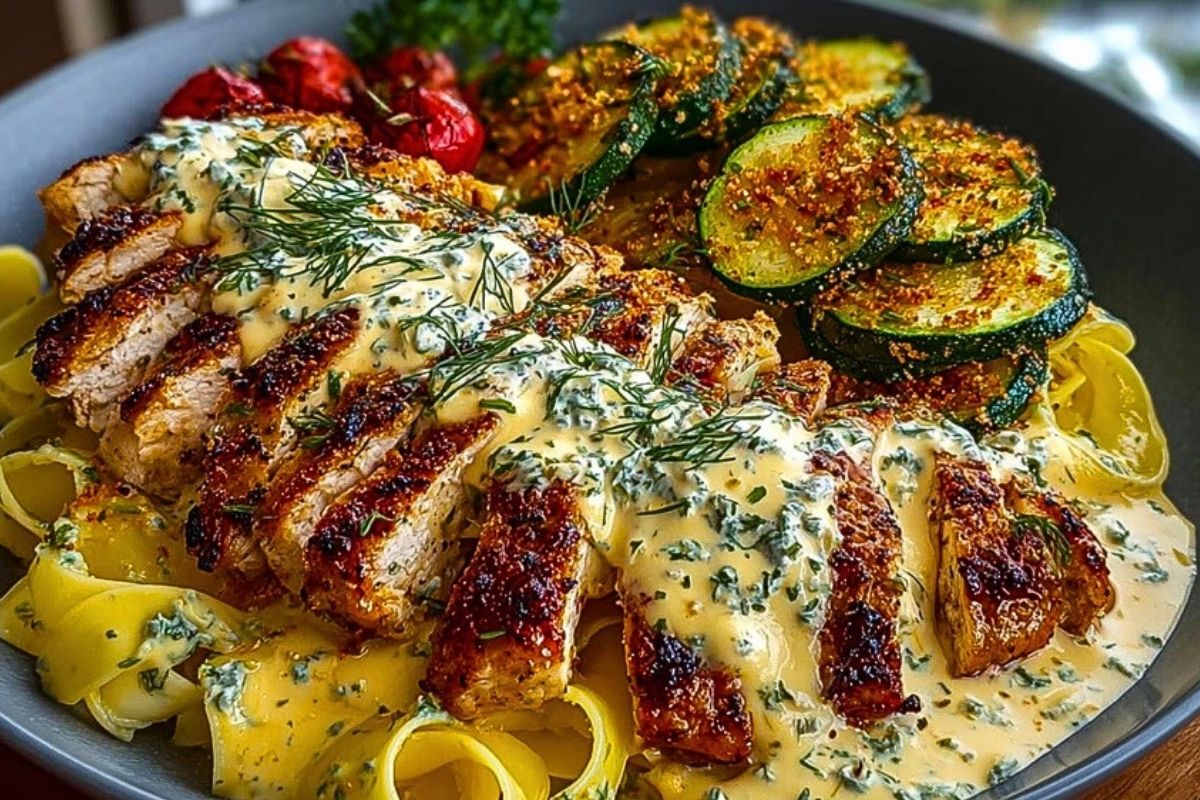 Lemon Dill Chicken Alfredo with Roasted Red Pepper Whipped Feta ...