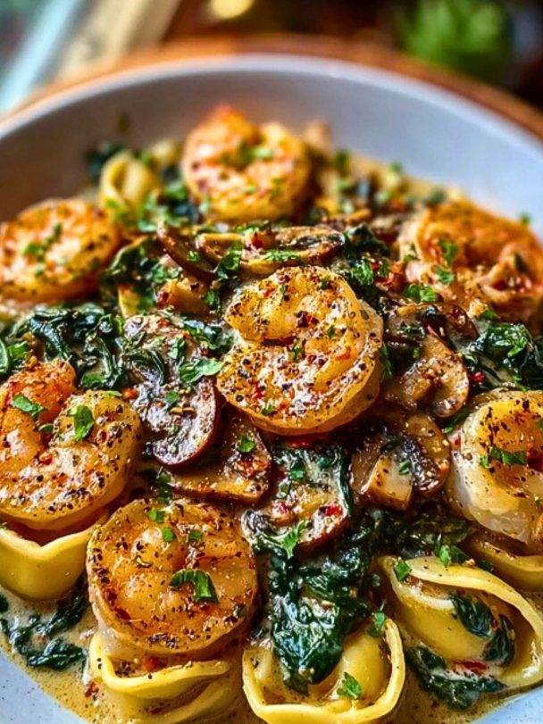 Creamy Spinach Mushroom Shrimp Shells