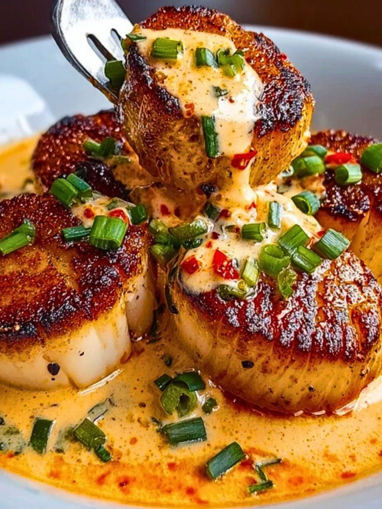 Seared Scallops with Spicy Cajun Cream Sauce