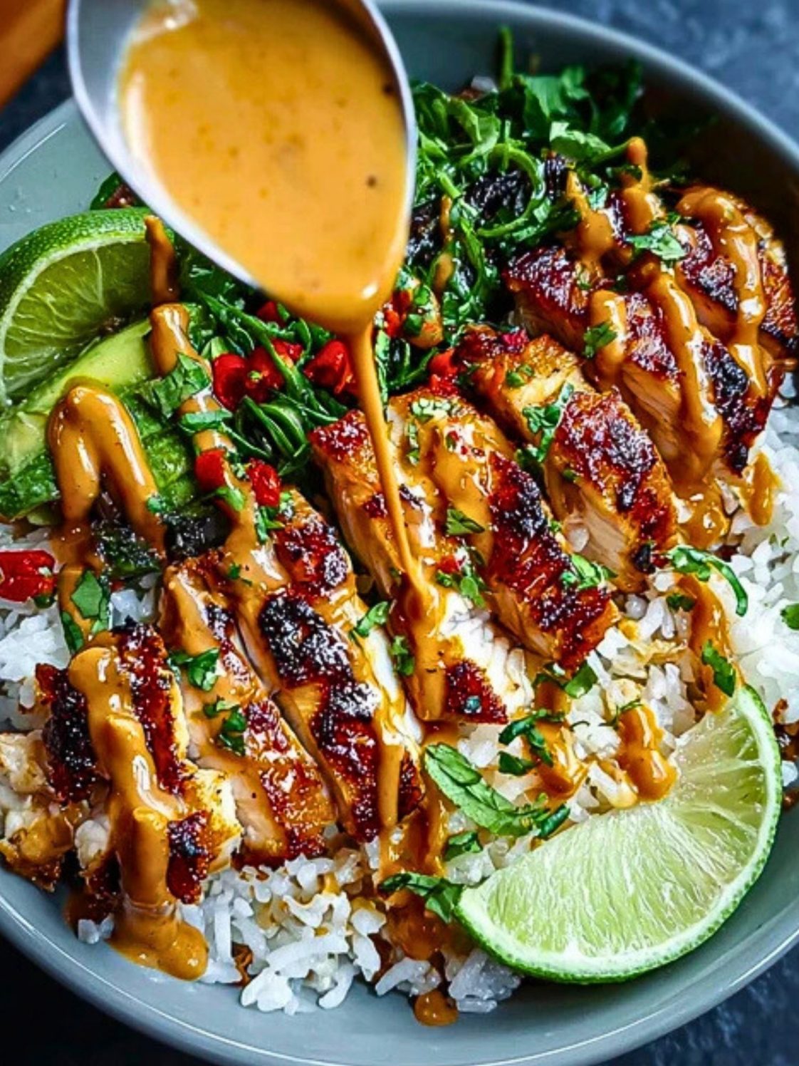 Sweet Chili Chicken Bowl with Coconut Lime Drizzle