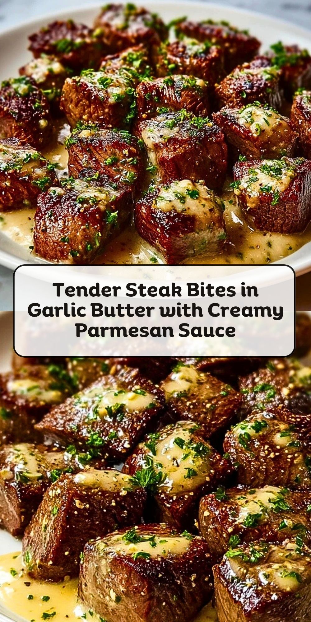 Tender Steak Bites in Garlic Butter with Creamy Parmesan Sauce