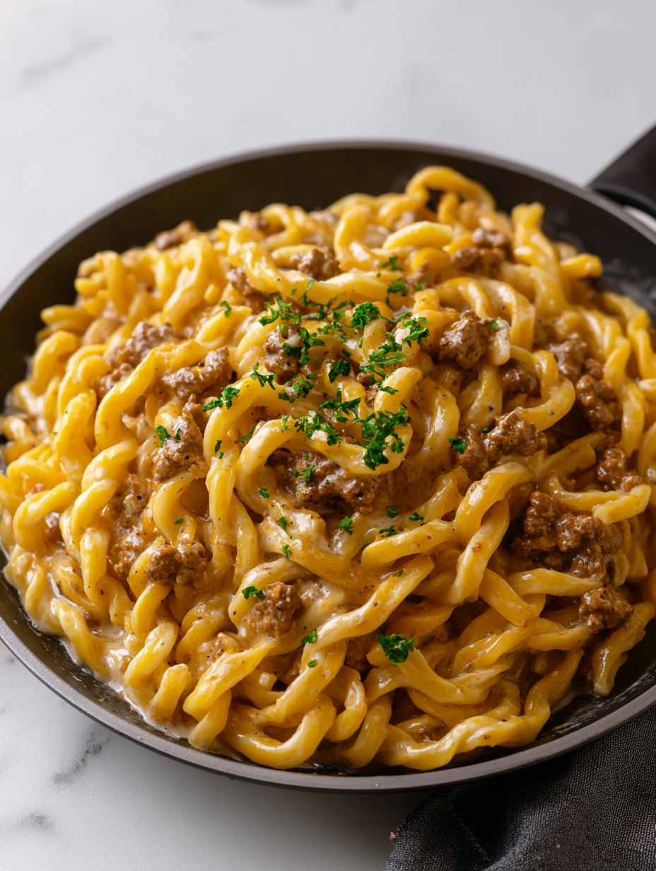 Creamy One-Pot Beef Pasta with Garlic Butter