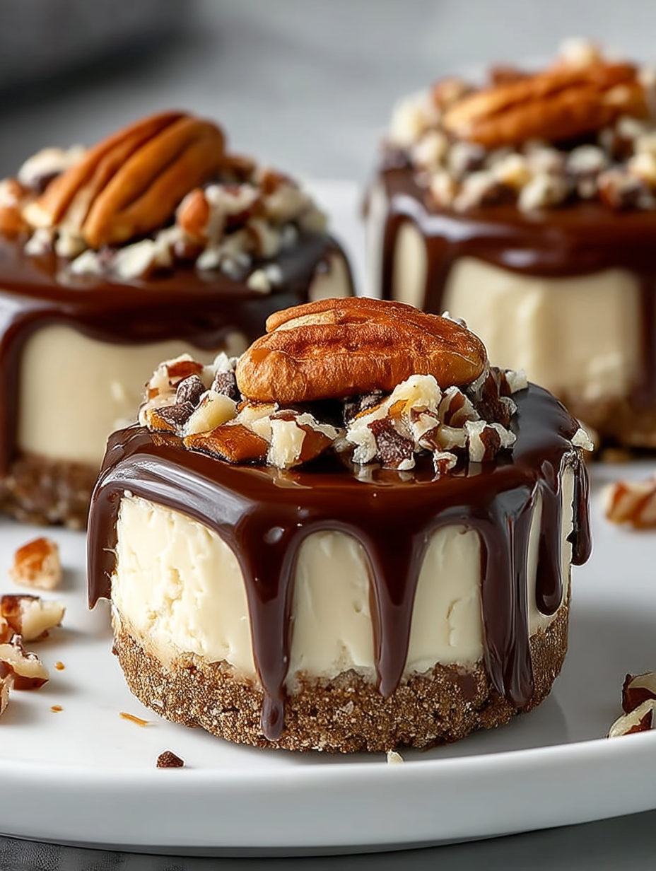 No Bake Turtle Mini Cheesecake